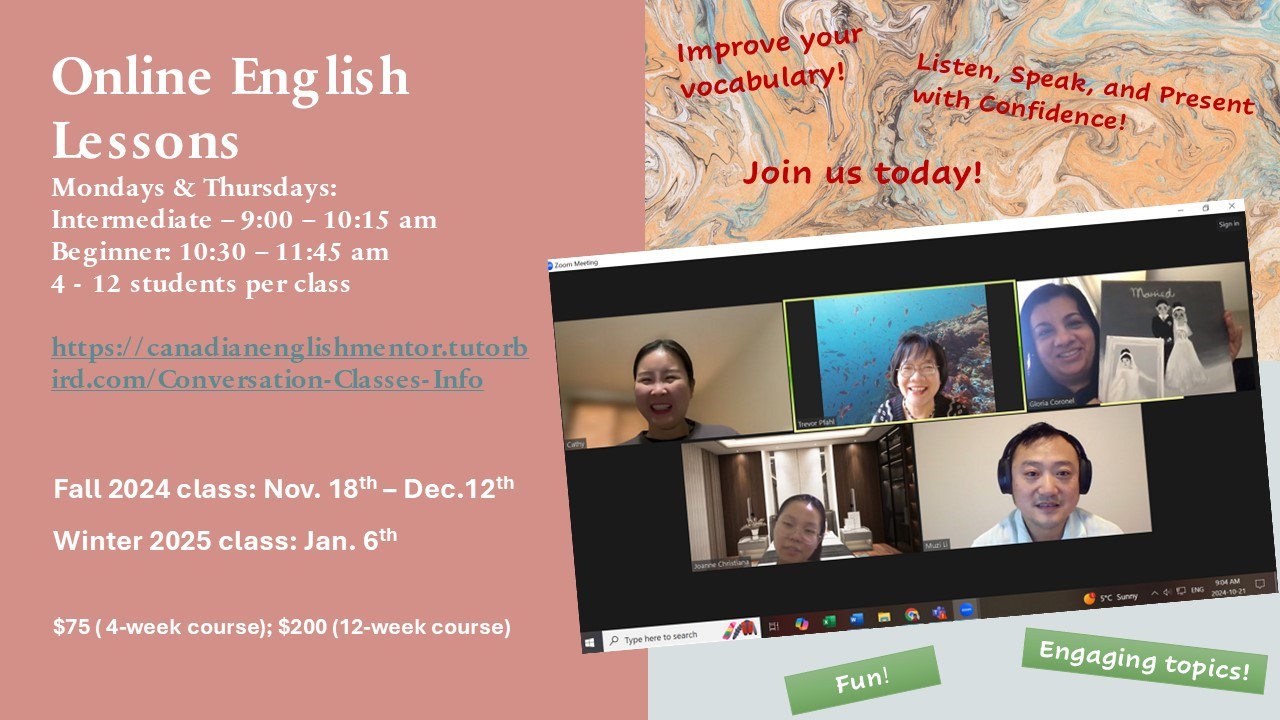 Canadian English Mentor - Conversation Classes Info
